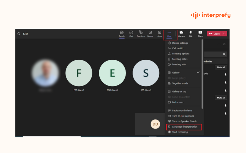 How to use the Microsoft Teams language interpretation feature with Interprefy "Inject"
